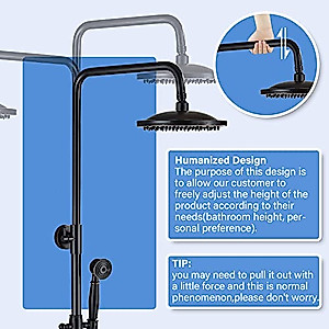 MOSSON Rain Shower System Oil Rubbed Bronze Outdoor Shower Faucet Set with 8 Inch Rainfall Shower Head Handheld Spray 2 Cross Handles Wall Mounted Bathroom Shower Fixtures Solid Brass