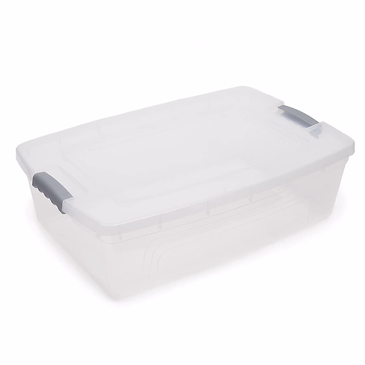 Home Basics 60 Liter Storage Container For Organizing (Clear) Bin With Lid For Towels, Clothes, Toys, Linens, and More | Made From Plastic