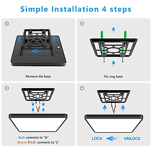 12Inch 24W Square LED Ceiling Light Fixtures Flush Mount, 5000K Daylight White LED Ceiling Lamp, Surface Mount Modern Ceiling Lights, Black Slim Flat Panel Lighting for Bedroom, Kitchen, Bathroom Etc