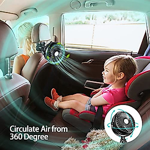 GRANDFAST Baby Stroller Fan - 5000mAh Battery operated Clip on Fan with Flexible Tripod - 360 Degree Rotatable Portable Fan for Car Seat Crib Golf Cart Peloton Bike Treadmill ( Black )