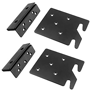 Biaungdo 2 Sets Bed Frame Bed Post Double Hook Slot Bracket, Metal 4.2" x 3.4" x 0.08" Heavy Duty Bed Rail Hooks Plates Bed Accessories for Wooden Bed Frame with Screws (Black)
