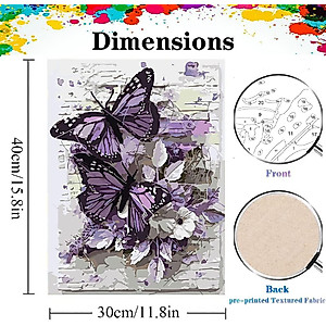 LWZAYS Paint by Numbers for Adults Beginner,4 Pack DIY Adult Paint by Number Kits On Canvas Butterfly Flowers Acrylic Paint,Drawing Paintwork with Paintbrushes Oil Painting Home Decor(11.8x15.8inch)