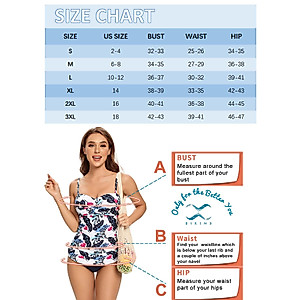 BIKINX Tankini Bathing Suits for Women Plus Size Swimsuit Best Tummy Control Swimwear Black