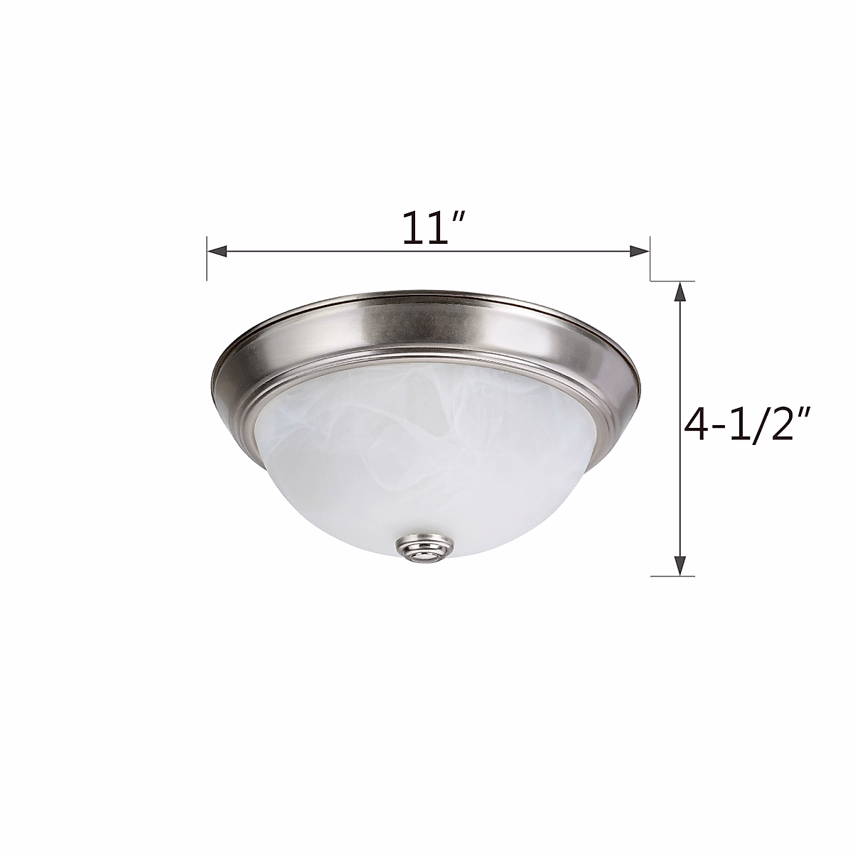 Aspen Creative 63013-1 Two-Light Flush Mount In Brushed Nickel with White Alabaster Glass Shade,11" DIAMETER