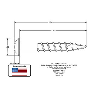 Yellowbird #8 x 1-1/4 Round Washer Head - Square Plain Lube - Extra Coarse Thread - Type 17 Pocket Screw - Bit Included - 700 Ct.