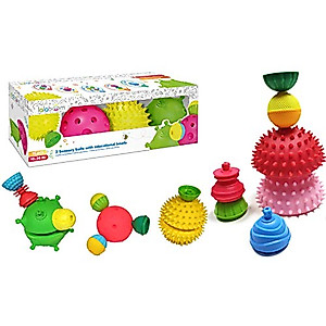 Lalaboom 3 Large Sensory Balls and 12 Piece Baby Pop Beads - Ages 10 Months to 3 Years - BL930