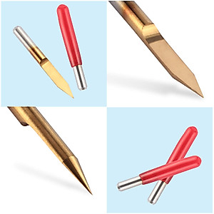 HQMaster CNC Engraving Bits, V Bit Cutter 10 Pack 0.1mm Tip Tungsten Steel Titanium Coated Flat Bottom Sharp Cutting Router Rotary Tool Set for PCB PVC Wood Acrylic Metal Aluminum