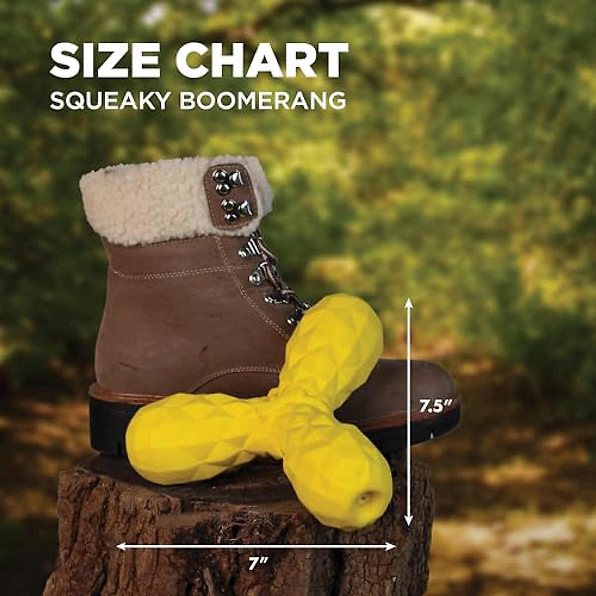 Hound2O Outdoor Dog Toys - Squeaky Boomerang, Yellow - Tough, Engaging, Interactive Toys for All Breeds - Chew, Chase, & Fetch - Durable Non-Toxic Materials That Float, Easy to Clean for Outdoor Play