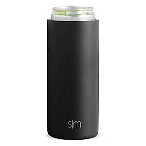 Simple Modern Skinny Can Cooler for Slim Beer and Hard Selzer | Vacuum Insulated Stainless Steel Drink Sleeve Holder Gift for 12oz Slim Cans | Ranger Collection | Midnight Black