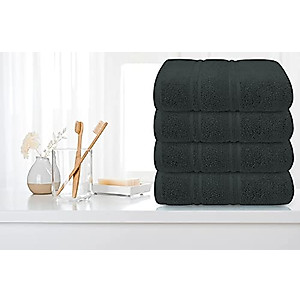 Laevis 100% Cotton Luxury Bath Towels - Towels for Bathroom - 600 GSM Pack of 4 (27" x 54") Ultra Soft and Fluffy Bath Towel - Highly Absorbent Bath Towel - Oeko Tex Certified (Grey)