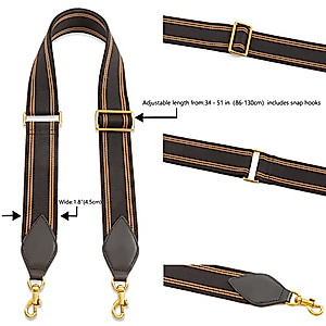 HUADEK Purse Strap Replacement Crossbody Handbag Stripe Wide Adjustable (Black & Brown-bag Strap)