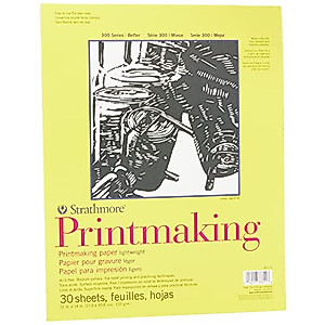 Strathmore 300 Series Printmaking Paper Pad, Glue Bound, 11x14 inches, 30 Sheets (120g) - Artist Paper for Adults and Students - Block Printing, Linocut, Screen Printing
