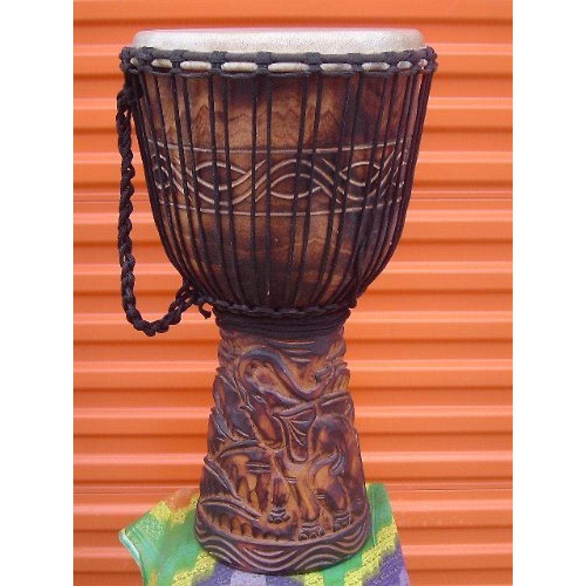 Extra Large 26" Tall ELEPHANTS M4 Djembe Deep Carved Hand Drum