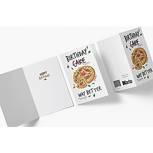 Karto Pizza Birthday Card For Men Women, Large 5.5 x 8.5 Happy Birthday Card For Him Her, Birthday Card For Husband, Birthday Card For Brother Sister, Nephew, Niece Pizza Cake