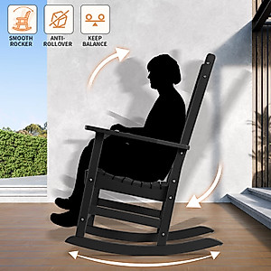 FUNBERRY Outdoor Rocking Chairs Set of 2, HDPE All Weather Poly Lumber Rocker, High Back Patio Rockers Easy Assembly