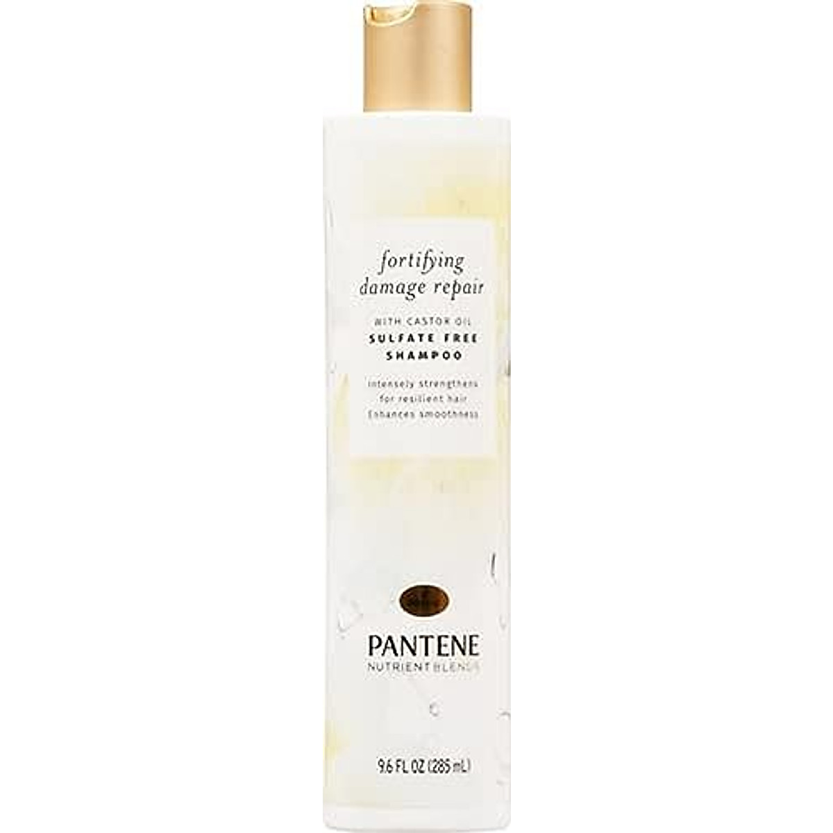 Pantene Sulfate Free Shampoo with Castor Oil, Nutrient Blends Fortifying Damage Repair, 9.6 Fl Oz