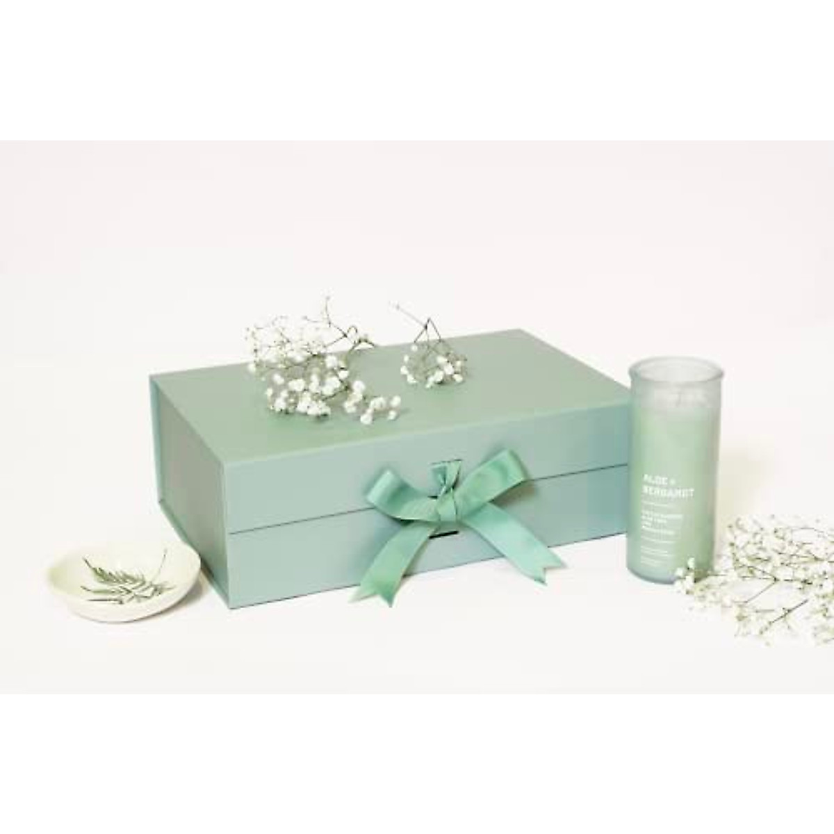 PAPER GENIUS Pack of 2 - Luxury Gift Box-13X9X4.5 Inches-with 2 Satin Ribbons | Gift Boxes for Presents | Gift Boxes with Lids for Valentines Day and Birthday (Mint Green)