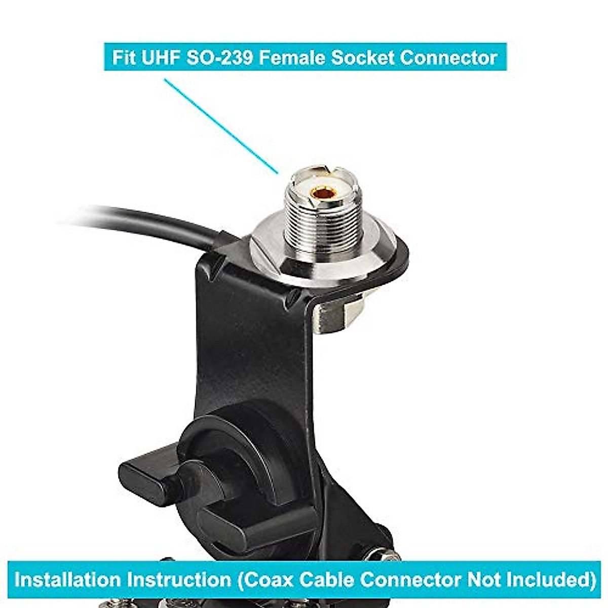 Bingfu Vehicle CB Radio Mobile Radio Antenna Mirror Mount Bumper Roof Rack Pole Mount Fixed Bracket for Car Truck CB Radio VHF UHF Ham Radio Amateur Radio Mobile Radio Antenna SO239 Female Connector