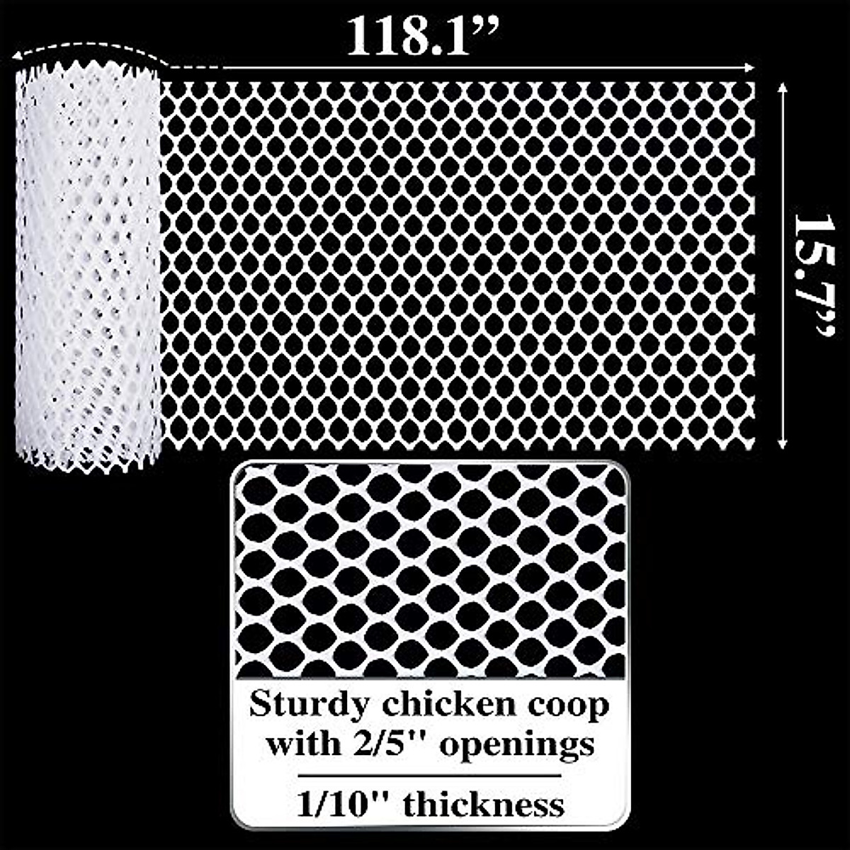 MAPORCH Durable 15.7" x10FT White Plastic Chicken Wire Mesh Fence: Lightweight, Customizable Netting for Garden, Poultry, Crafts - Versatile Fencing Solution, Hexagonal Design