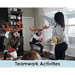DS. DISTINCTIVE STYLE Inflatable Reindeer Antler Christmas Party Game Hat Antler Ring Toss Game for Xmas Holiday Party Supplies Favors (2 Antlers 12 Rings)