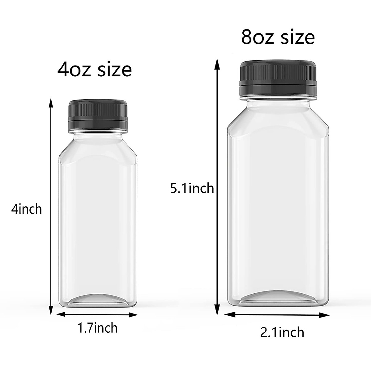 HNXAZG 10 Pcs 4 Oz Plastic Juice Bottles with Lids, Empty Clear Containers for Juice, Milk and Other Beverage