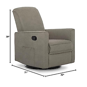 Evolur Raleigh Upholstered Plush Seating Glider Swivel, Rocker, Recliner, Glider for Nursery in Smokey Blue, Greenguard Gold Certified, Modern Nursery Recliner, Environmentally Conscious Glider