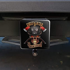 Firefighter Skull First in Last Out Fireman Tow Trailer Hitch Cover Plug Insert