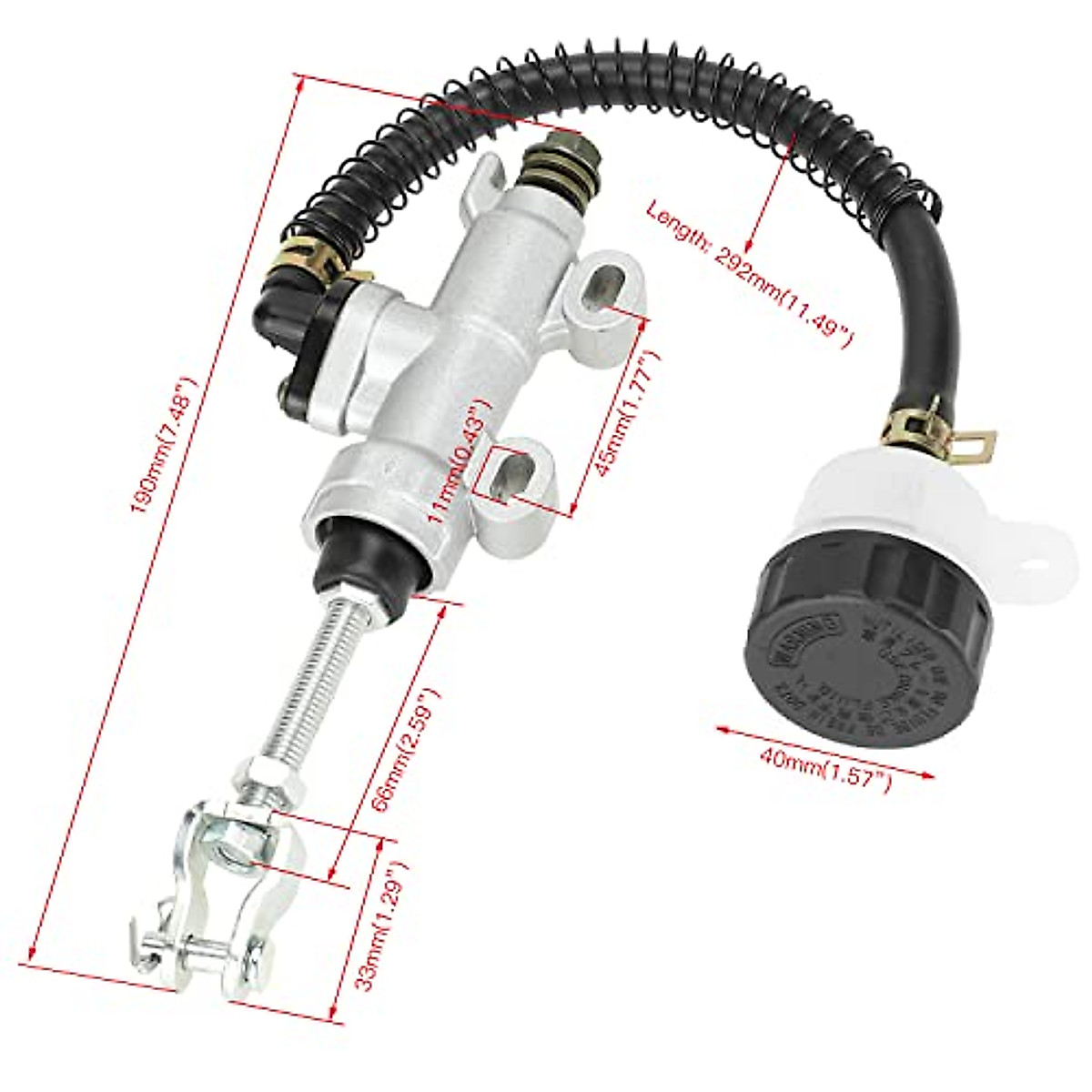 YOXUFA Rear Brake Master Cylinder Reservoir Hose Line for 90cc 110cc 125cc 150cc 200cc 250cc Arctic Cat Suzuki Chinese ATV Quad Pit Dirt Bike Yerf Dog Helix Coleman Go Kart Cart Buggy Motorcycle Parts