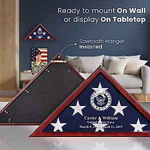 SmartChoice Personalized Flag Case for American Veteran Flag 9.5 X 5 Feet Flag Display Case for Burial Flag Wall Mounted Flag Box Display Case for Burial Flag to Display Folded Flag Glass Front.
