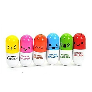 Bokit 24pcs/lot Vitamin Pen, Ballpoint Pen, Vitamin Pill, Novelty Pen, Size12x2.4cm, Gift Pen,multicolor
