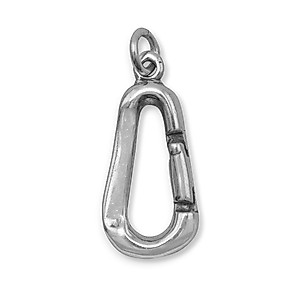 AzureBella Jewelry Carabiner Charm Antiqued Sterling Silver Clip