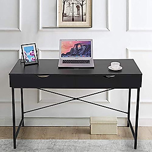 Home Computer Desk for Small Space Office Desk Corner Computer Desk Small Computer Desk with Drawer & Storage Shelves Computer Desk Computer Workstation Bedroom Laptop Desk Students Writing Desk Black