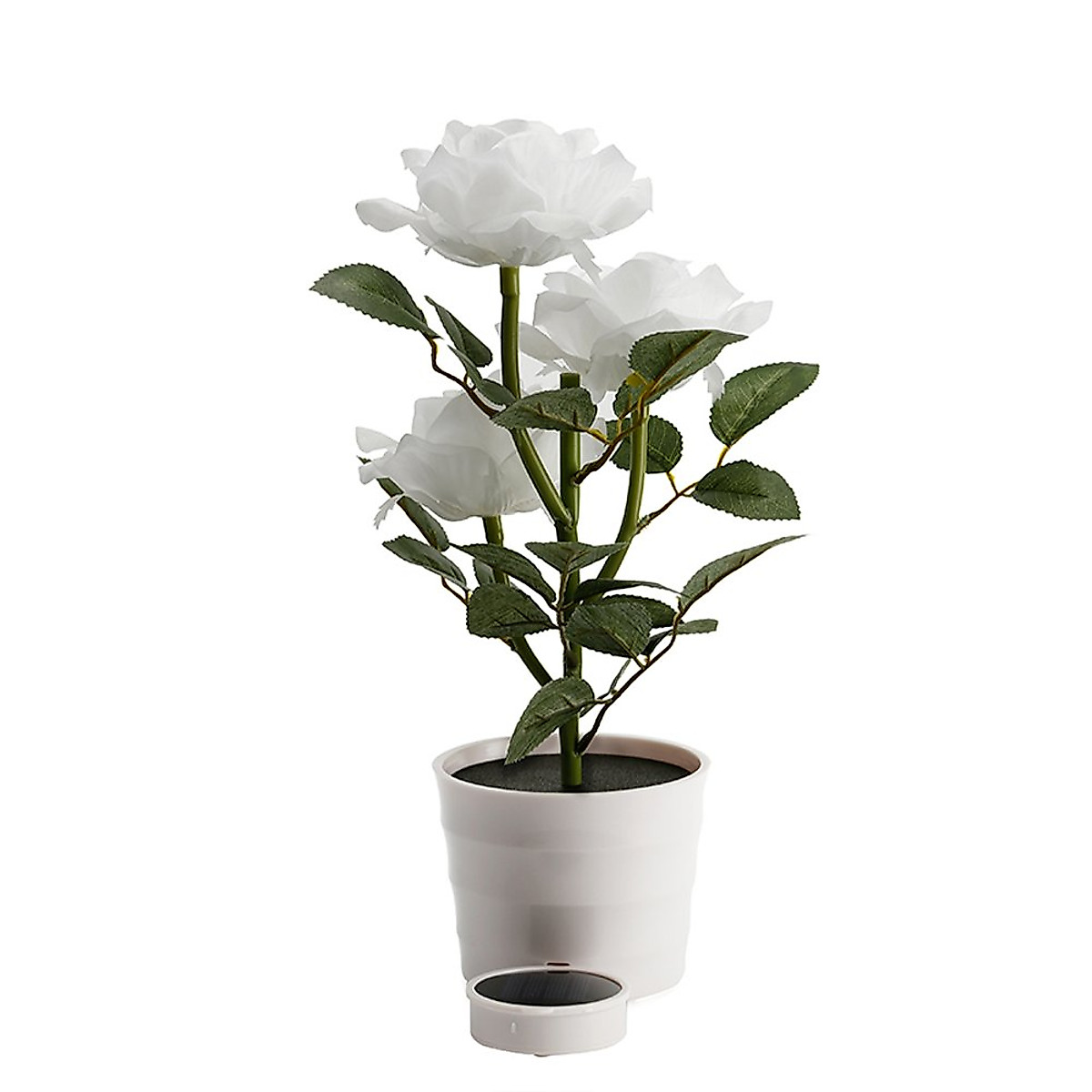 Solar Pot LED Light Rose Table Lamp 3 Lights LED Flexible Desk Lamp for Room Decoration (White)