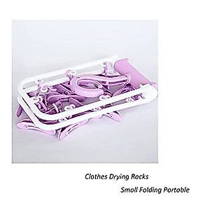 Setaria Viridis Foldable Clip Hangers Clothes Drying Racks Portable Hangers 2 Pack Socks 12 Clips Hook for Drying Towels Baby Clothes Gloves (Lavender Light Green)