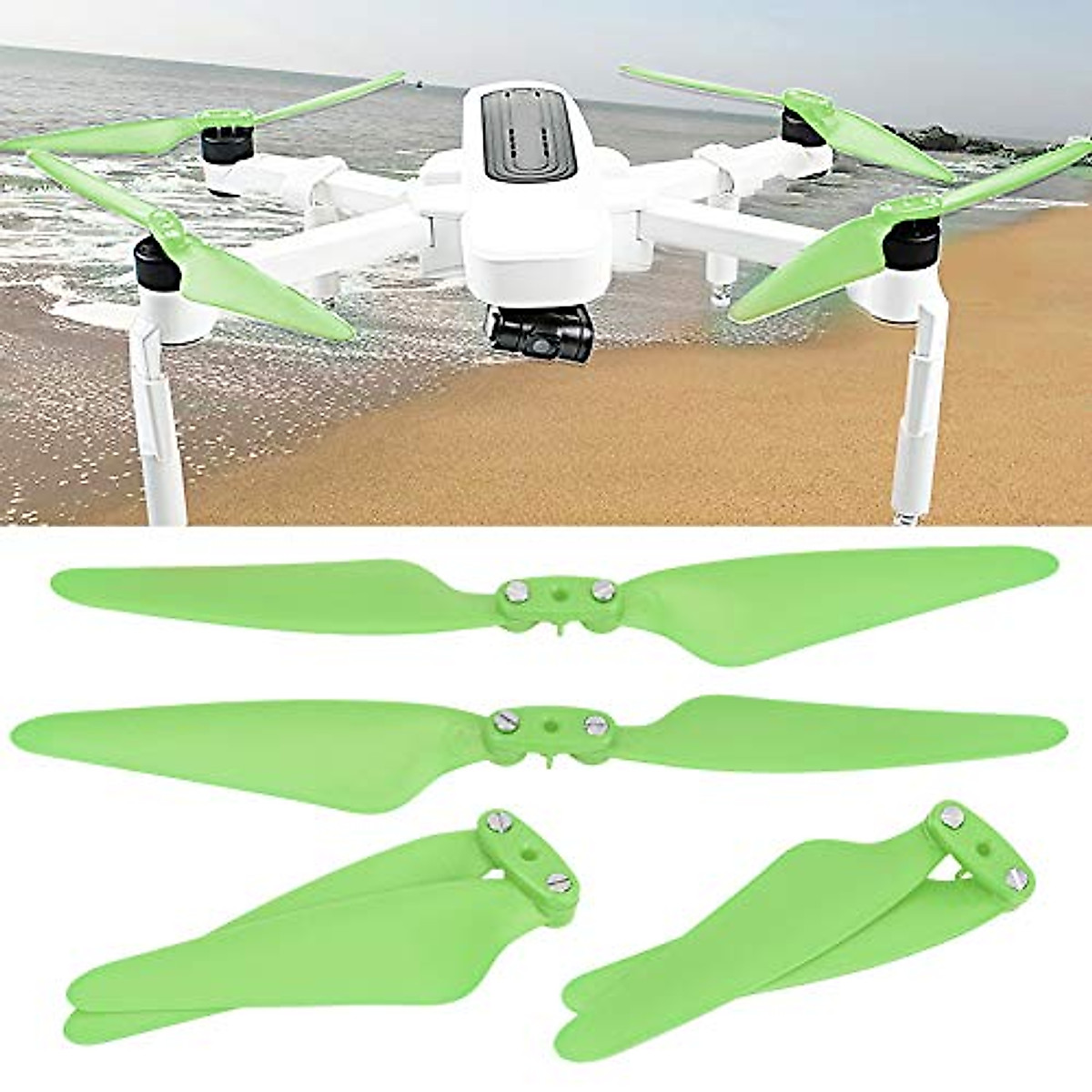 RC Drone Propeller, Flexible 2 Pair Bright Color Practical RC Propeller for Hubsan(Green)