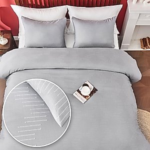 Ailemei Direct Duvet Cover King Size, Duvet Cover Gray Breathable and Soft in Boho Style, Shabby Chic Embroidery Duvet Cover Set for All Seasons 3 Pieces 104” x 90”(Gray)