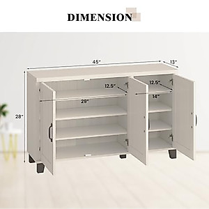 Giantex Buffet Cabinet Kitchen Storage Cupboard - 3 Door Sideboard with Adjustable Shelves, Cable Management Holes, Anti-Tipping Kits, Coffee Bar Console Cabinet for Living Room (Whitewash)