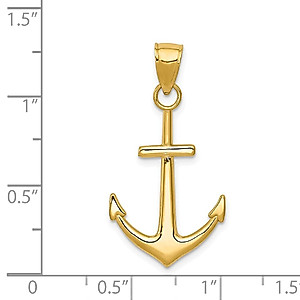 Diamond2Deal 14k Yellow Gold Polished Anchor Pendant Fine Jewelry for Women
