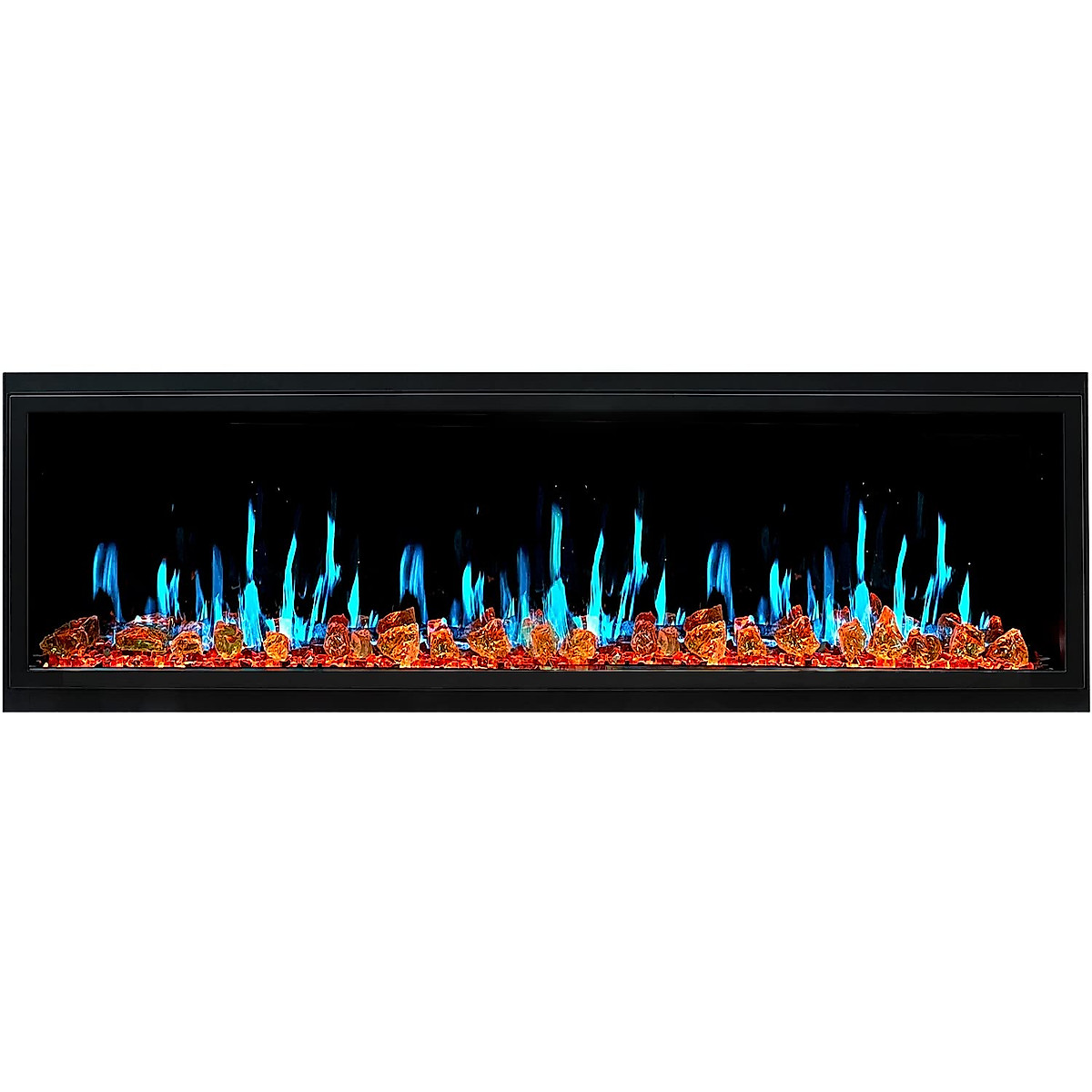 Litedeer Homes Latitude 65" Smart Electric Fireplace with App, Crackling Fire Sounds, Reflective Amber Glass, Black - ZEF65XA