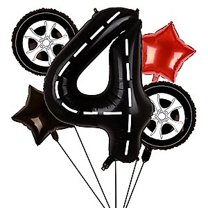 Race Car Balloons Wheel Tire Balloons 4th Birthday Party Decorations for Boys Foil Mylar Racing Car Theme Party Supplies Monstor Truck Transportation Party Favors Anniversary Decor