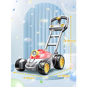(Upgraded) Bubble Lawn Mower, BEYYON Red Lawn Mower Bubble Machine for Kids, Bubble Machine for Toddlers 1-6 Outdoor, Gardening Push Lawn Mower Toys Birthday Gifts for Preschool Kids Boys, Girls