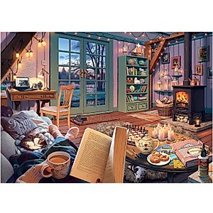 Ravensburger Cozy Retreat 500 Piece Large Format Jigsaw Puzzle - Premium Winter Puzzle for Adults | Jigsaw Puzzles 500 Pieces | Relaxing and Fun Activity | Ravensburger Puzzle Quality