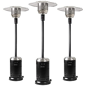 PIONOUS 46,000 BTU Outdoor Power Propane Heater with Wheels, suitable for Potluck, Hotel, Gardens, Homes, Parties, Cruises- Black, 3 Set