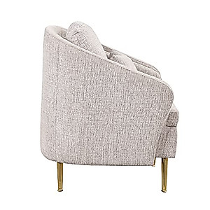 Goohome Mid Century Modern Accent Chair Single Sofa Comfy Upholstered Armchair Living Room Furniture, ReadingChair with Lumbar Pillow and Metal Legs for Bedroom, Lounge