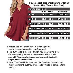 Othyroce Womens Summer Tops 3X Plus Size Tops for Women V Neck Tunics 3/4 Sleeve Shirts for Women, Dark Green Tops