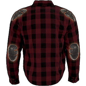 Mens Motorcycle Lightweight Waterproof CE armor Blk/Red Checkered Flannel Riding Jacket Shirt (as1, alpha, xx_l, regular, regular, XX-Large)