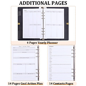 Daily Planner Undated, A5 Planner Weekly and Monthly to Do List Notepad PU Leather Appointment Book Cute Work Planner Binder with 24pcs Gift Stickers Habit Tracker