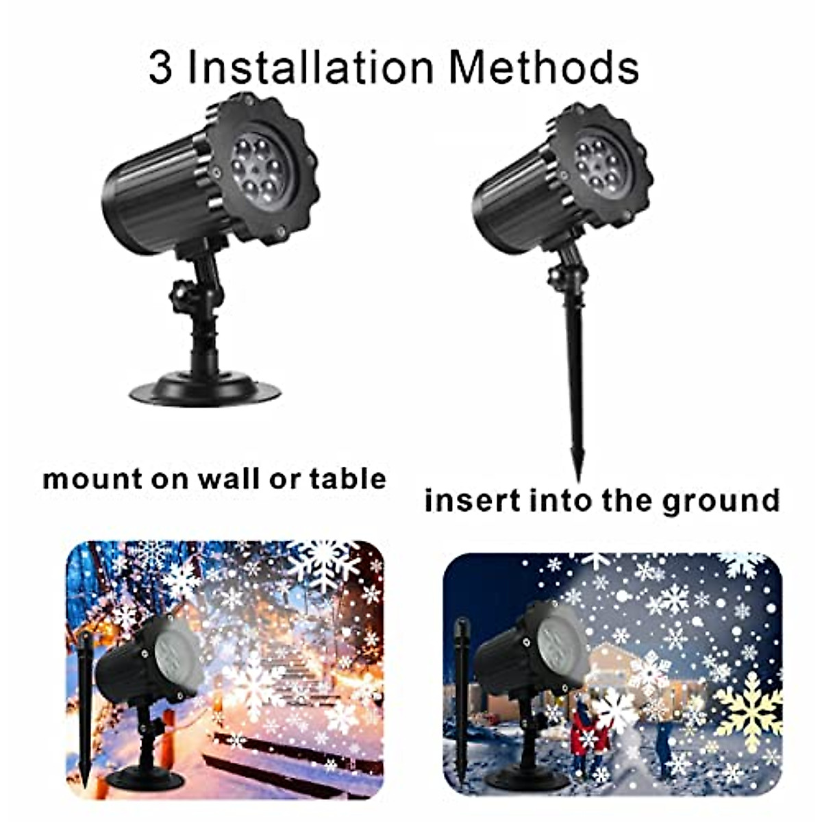 Christmas Outdoor Projector Lights,Yohencin Led White Snowflake Projector Light Waterproof Light Show Decoration Xmas Holiday Wedding Garden Patio Blizzard Projector Lamp (Snowflake)