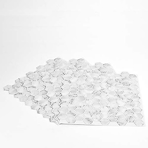 In Home InHome NH2359 Hexagon Marble Peel Stick Backsplash Tiles, White & Off-White