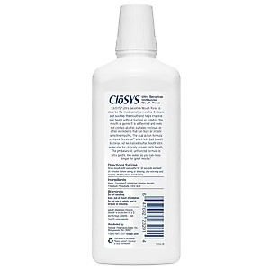 CloSYS Ultra Sensitive Mouthwash, Unflavored Alcohol Free, Dye Free, pH Balanced, Helps Soothe Entire Mouth – 32 Oz